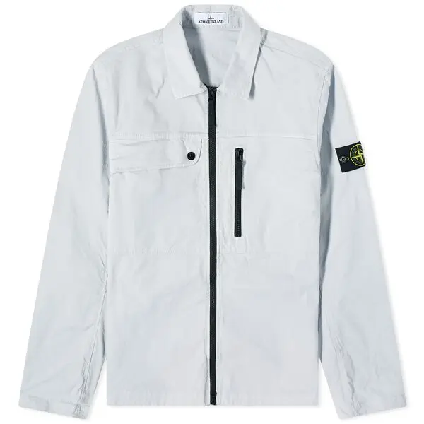 Stone Island Supima Cotton Twill Stretch-Tc Zip Shirt Jacket In